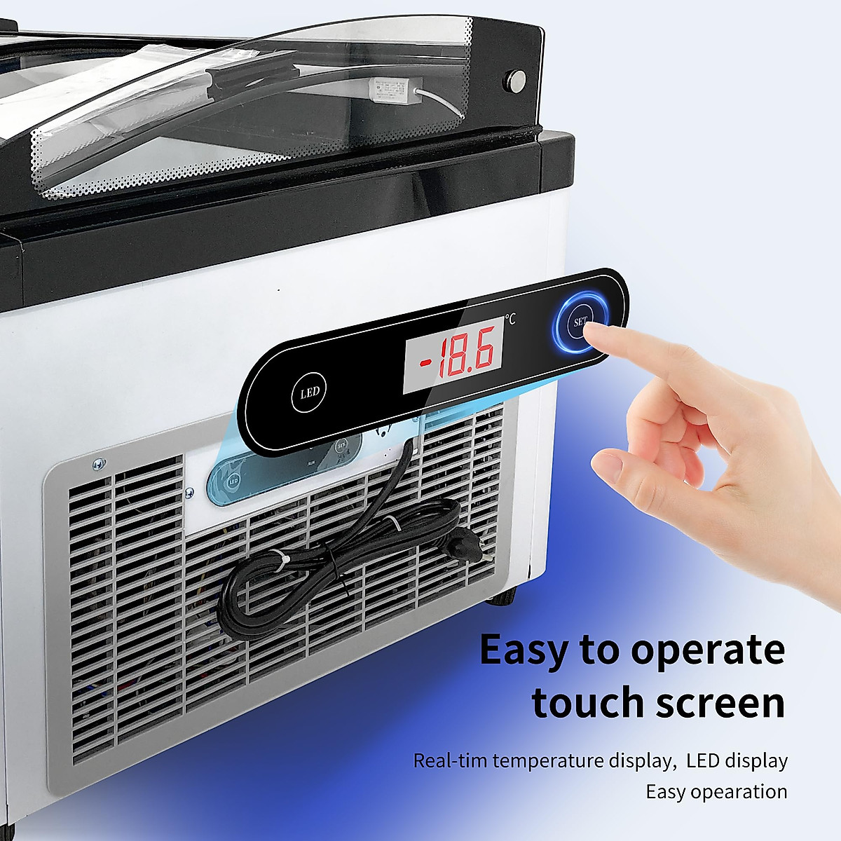 Mvckyi Ice Cream Dipping Cabinet Commercial Ice Cream Display Freezer, 6 Square Pans Gelato Freezer Display Case, Countertop Hard Ice Cream Showcase with LED Light, for Bar, Coffee Shop