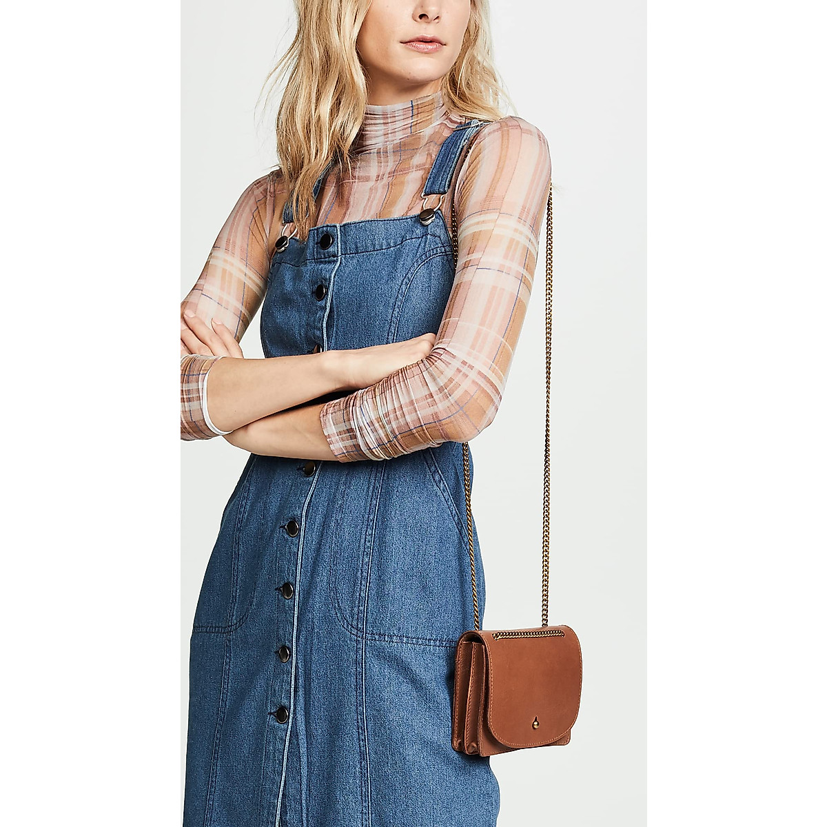 Madewell Women's The Chain Cross Body Bag, English Saddle, Tan, Brown, One Size