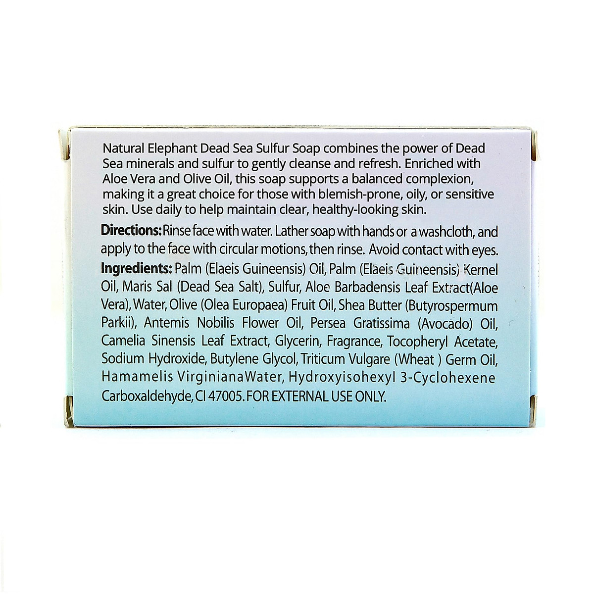 Natural Elephant Dead Sea Sulfur Soap 4.4 oz with Dead Sea Salt, Aloe Vera, Sulphur Face and Body Cleanser Bar for All Skin Types (3 Pack (13.2 oz Total))