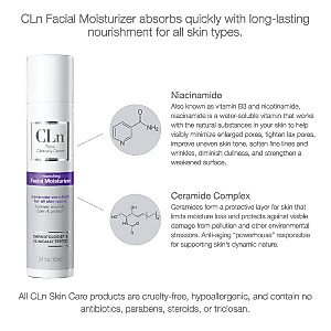 CLn® Facial Moisturizer - Soothes & Calms Skin, Helps Reduce Appearance of Redness, Locks in Moisture without Clogging Pores, Dermatologist & Clinically Tested, 3.4 oz.