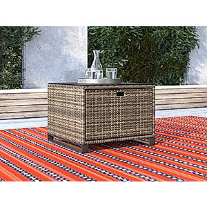 Tommy Hilfiger Oceanside Patio Rattan Outdoor Furniture Collection with All-Weather Brown Resin Wicker Frame, Porch or Pool, Garden, Side Table