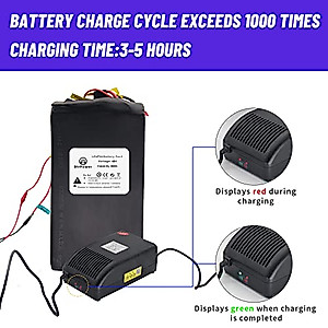 48V Ebike Battery-30AH LiFePO4 Battery Pack with 5A Fast Charger and 40A BMS for Ebikes Electric Bicycle Electric Scooter Motorcycle 500W 750W 1000W 1500W 1800W 2000W Motor…