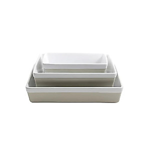MARTHA STEWART 3 Piece Oven to Table Stoneware Bakeware, Baking Dish & Casserole Set- Grey