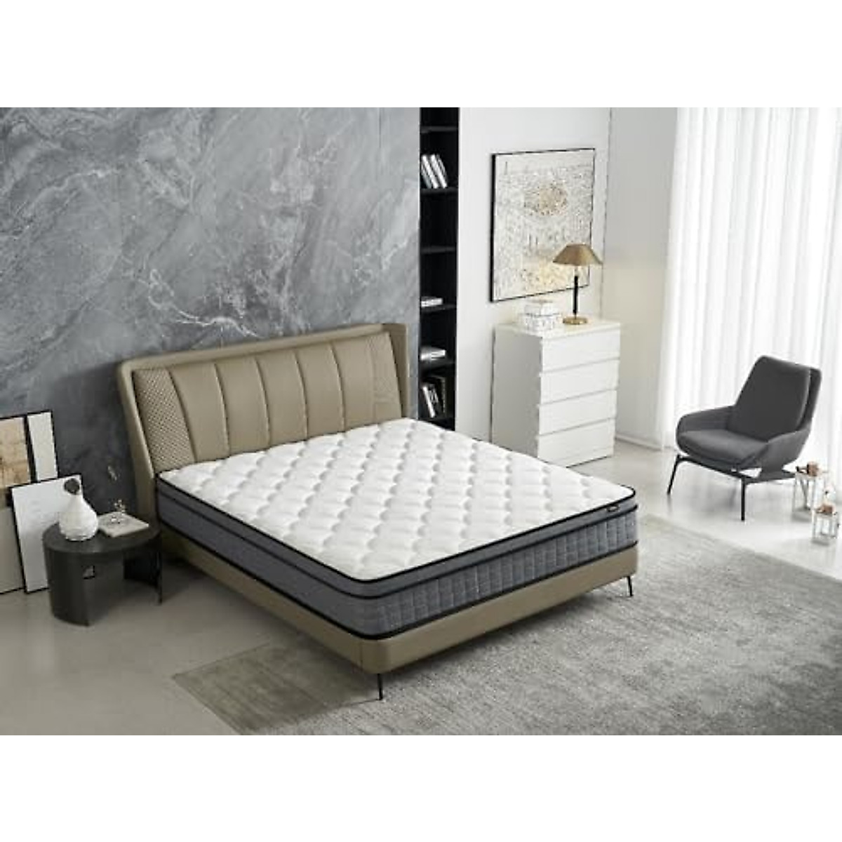Container Furniture Direct Hybrid 12 Inch Queen Mattress in a Box, Pillow Top Bed Cushion with Gel Infused Memory Foam, Breathable and Hypoallergenic, Medium Firm for Lumbar Support