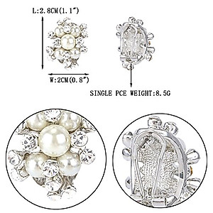 EVER FAITH Austrian Crystal White Simulated Pearl Bridal Cluster Pierced Stud Earrings Clear Silver-Tone