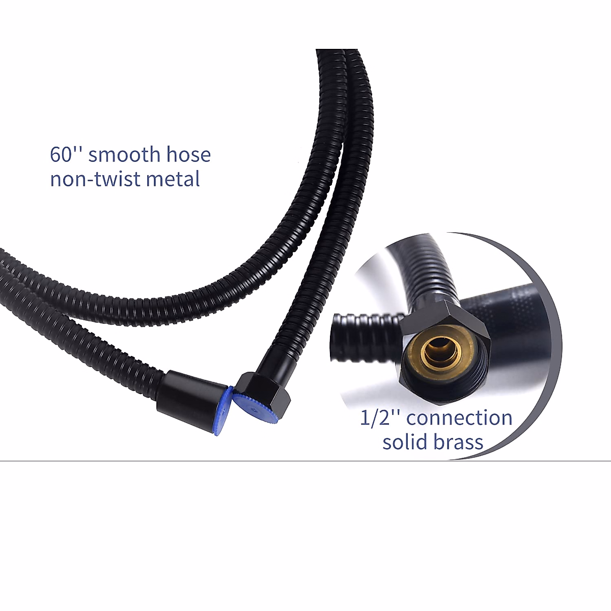 OYMOV High Pressure RV Shower Head with Hose - Non-Metallic RV Shower Kits Replacement w/ON/OFF Pause Function for RVs, Fifth Wheels, Motor Homes, Travel Trailers, Campers, Boats, Black