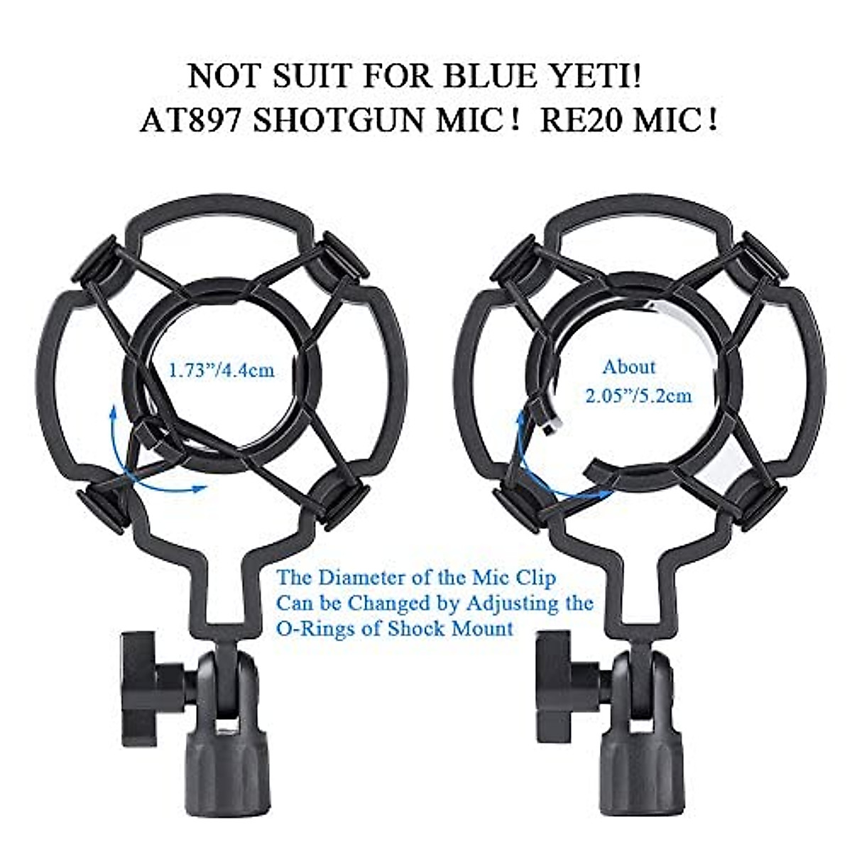 Eastshining Upgraded Adjustable Microphone Suspension Boom Scissor Arm Stand with Shock Mount Mic Clip Holder 3/8'' to 5/8'' Screw Adapter -for Blue Yeti, Snowball & Other Microphones