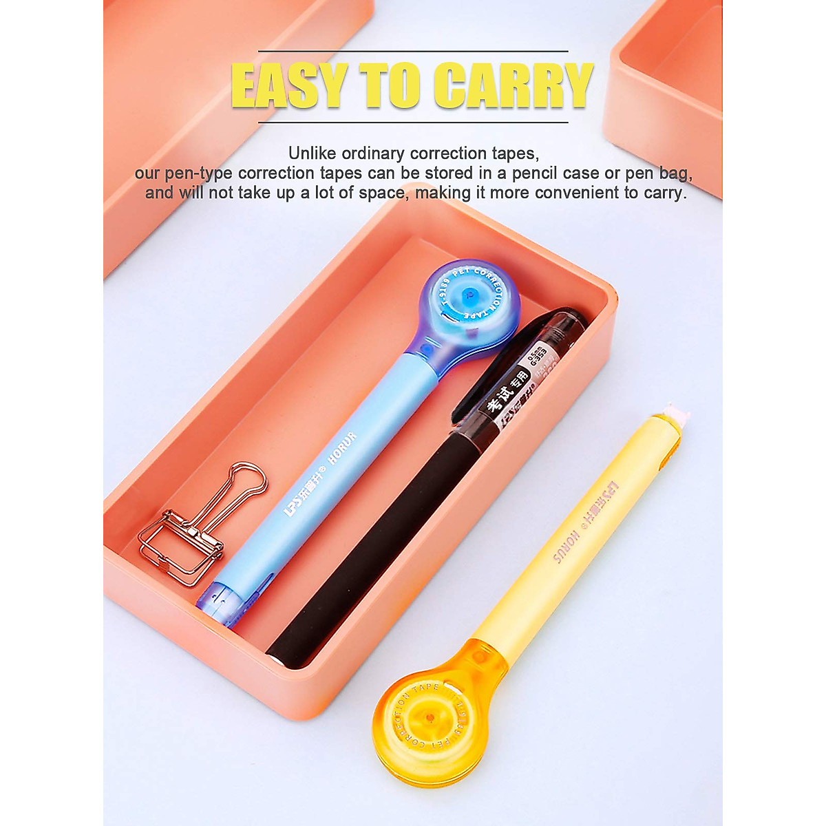 MAYRAIN 5pcs Correction Tape Pen, White, 1/5" x 236", Push-pull Protectiv