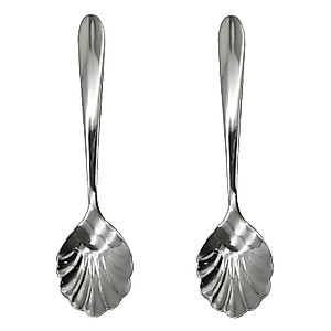Pinenjoy 2Pcs Shell Shape Stir Spoons 18/10(304) Stainless Steel Sugar Spoon Vintage 4.96inch Teaspoons for Coffee, Afternoon tea, Dessert, Espresso, Cappuccino, Demitasse, Yogurt, Home, Bar