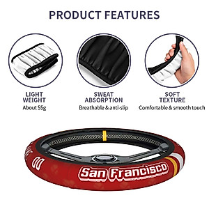 Gisvs San Francisco Custom Football Car Steering Wheel Covers,Personalized Name Number Anti Slip and Sweat Absorption Anti-Slip Car Accessories for Most Vehicle Sedan, Truck, SUV, Trailer