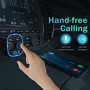 LENCENT FM Transmitter, 2022 Upgraded Bluetooth FM Transmitter Wireless Radio Adapter Car Kit with Dual USB Charging Car Charger MP3 Player Support TF Card & USB Disk