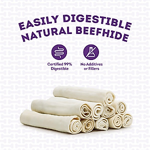 Treatly American Sourced Beefhide Rolls 8-9" Dog Chew Treats - Natural Flavor, 10 Count/1 Pack