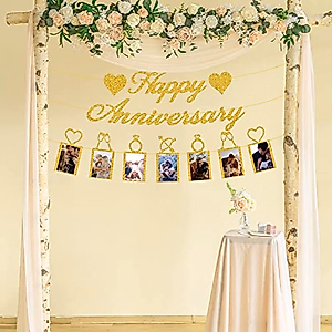 Happy Anniversary Party Decorations - Happy Anniversary Banner and Photo Banner for Wedding Anniversary Party decor