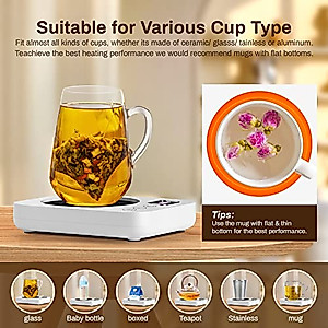 Misby Mug Warmer, Upgrade Coffee Warmer for Desk with 3 Temperature Settings, Fast Heating Cup Warmer 12H Timer, 4H Auto Shut Off, Gravity Sensor, Keep Best Temp for Tea,Beverage,Milk,White