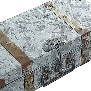 Deco 79 Metal Box with Hinged Lid, Set of 3 13", 16", 19"W, Gray