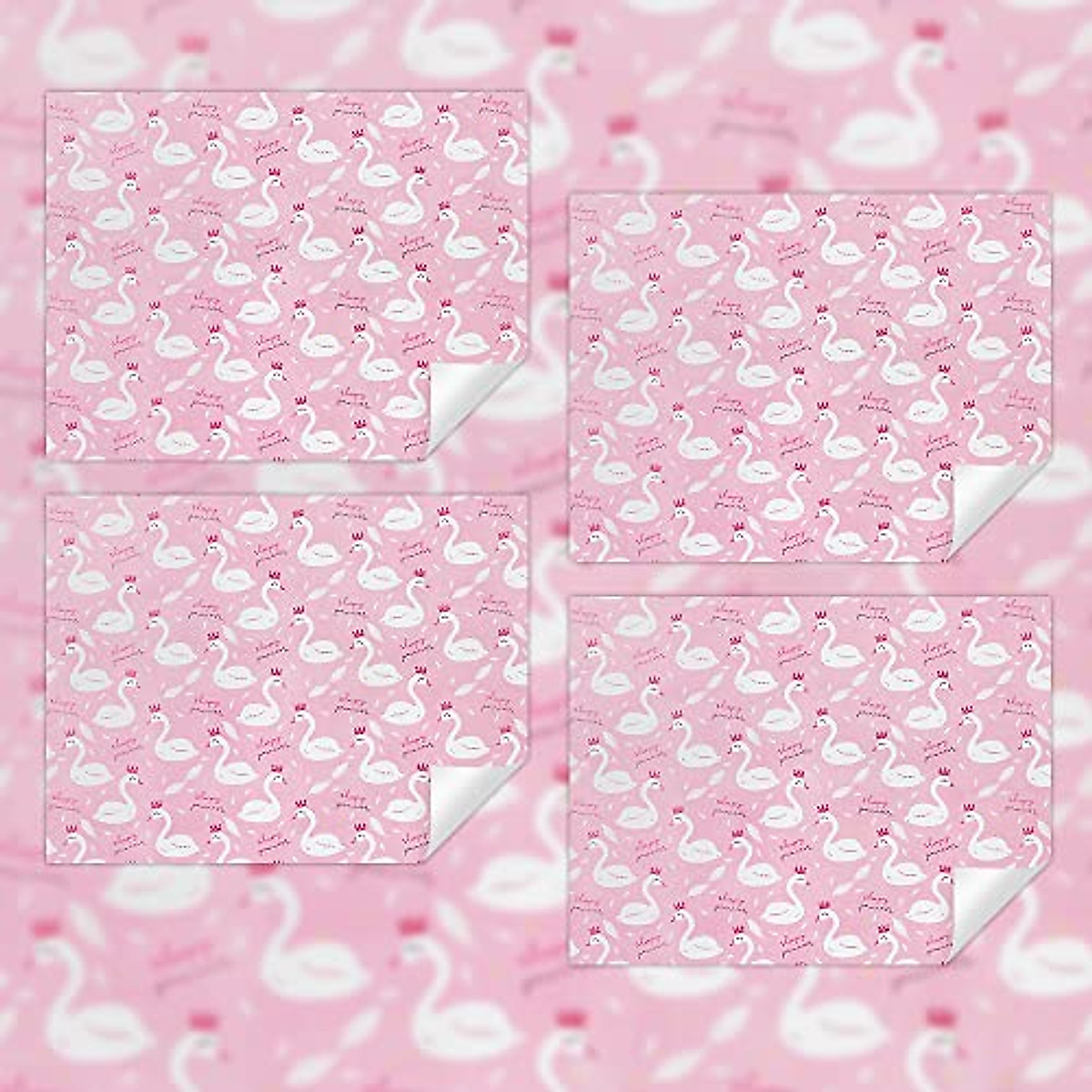 Apol Swan Design Wrapping Paper,Pink Birthday Gift Wrapping Paper for Girl Woman,4 Folded Sheets Bridal Shower Wedding Wrapping Paper for Christmas Baby Shower Anniversary Kids Gift Wrap,28 * 20 Inch
