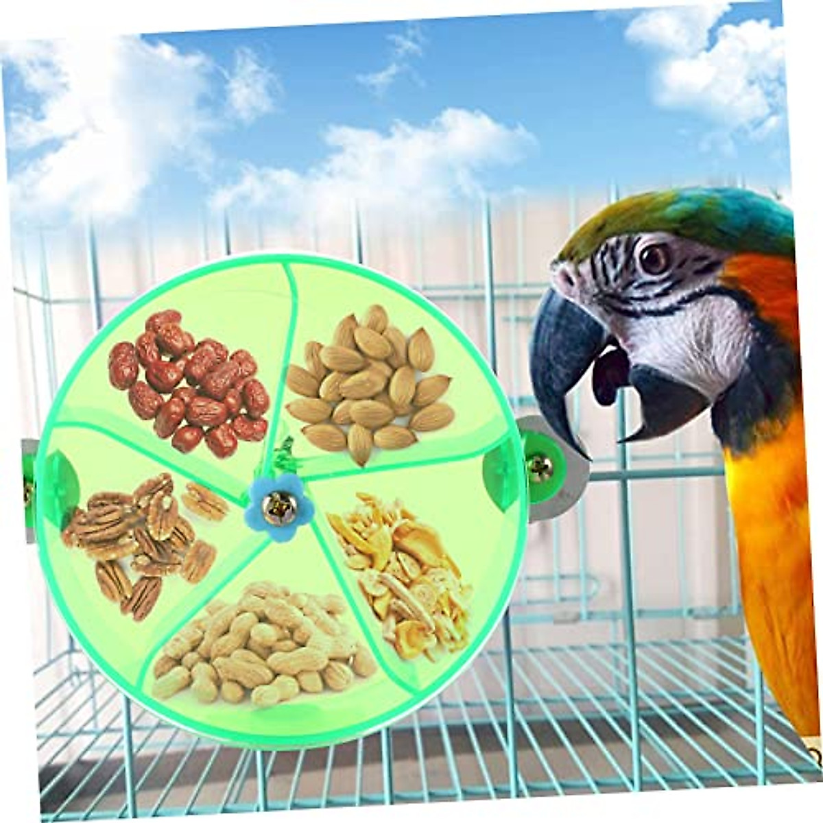 Mipcase System Accesssories Wheel Feeder Cages Creative Parakeet Rotate for Puzzle Conure Parrots Feeding Training Toy Rotating Feed Shredder Case Bird Storage Foraging Parrot Cockatiel