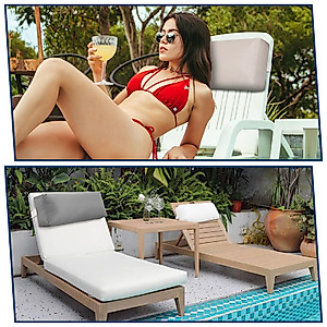 Rasugarlary Headrest Pillow for Pool Chaise Lounge, Pool Lounge Pillows Outdoor with Elastic Band for Recliner and Pool Patio Chairs, Head Neck Support Pillow (Linen, 22x8x4)