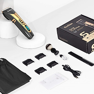 Hair Clippers for Men, Rechargeable Cordless Hair Clippers Beard Trimmer, Professional Electric Barber Home Hair Cutting Grooming Kit for Men Women Kids, LED Display