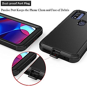 Compatible with Motorola G Pure/Moto G Power 2022 Case, Heavy Duty Rugged Shockproof Full Body Protection Kickstand Case with Belt Clip Holster for Motorola G Pure 6.5 inch Phone (Black)