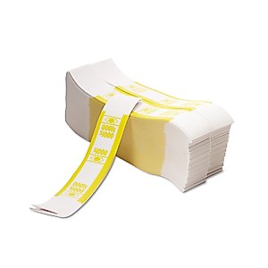 PM Company 55031 Color-Coded Kraft Currency Straps, $10 Bill, $1000, Self-Adhesive, 1000/Pack