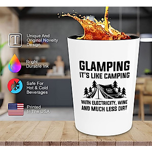 Flairy Land Glamping Shot Glass 1.5oz - Glamping. It's like camping - Hiking Woods Adventure Explorer Travel Outdoor Camping Camper Van Campsite Road Trip