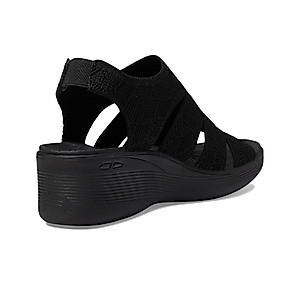 Skechers Women's PIER-LITE-Memory Maker Wedge Sandal, Black/Black, 7