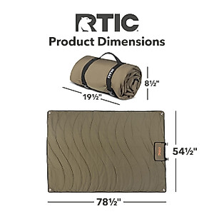 RTIC Anywhere Blanket, Waterproof Portable, Quilted Outdoor Mat for Picnic, Beach, Camping, Grass, Park, Play-Time, Pets, Stain Resistant Machine Washable, Includes 4 Stakes, 54.5" x 78.5", Olive