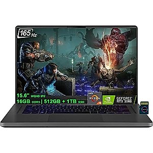 ASUS ROG Zephyrus G15 Gaming Laptop | 15.6" WQHD 165Hz 100% DCI-P3 | AMD 8-Core Ryzen 9 6900HS (>i7-11370H) | 16GB DDR5 512GB+1TB SSD | GeForce RTX 3060 6GB | USB-C Backlit Win11 + 32GB MicroSD Card