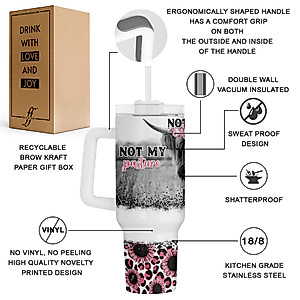 Fancyfams 40oz Cow Tumbler, Stainless Steel Mug, Highland Cow Gifts, Cow Cup, Cow Gifts for Women, Cow Themed Gifts, Cow Gifts for Cow Lovers, Cow Stuff, Highland Cow Mug (Not Today - 40oz)