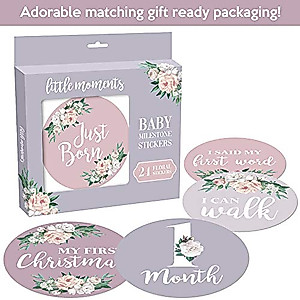 Baby Monthly Stickers | Floral Baby Milestone Stickers | Newborn Girl Stickers | Month Stickers for Baby Girl | Baby Girl Stickers | Newborn Monthly Milestone Stickers (Set of 24)