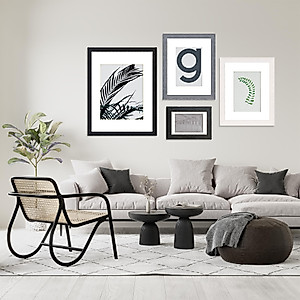 Flocey 11 x 14 Picture Frames set of 2, Made of Solid Wood and Safety Plexiglass Display Pictures 8x10/5-4x6 with Mat or 11x14 Without Mat for Wall Mounting Photo Frames Grey