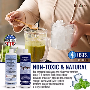 Tupkee Ice Machine Cleaner and Descaler - 16 fl oz, Nickel Safe Ice Maker Cleaner - Compatible with All Major Brands (Scotsman, KitchenAid, Affresh) - Made in USA