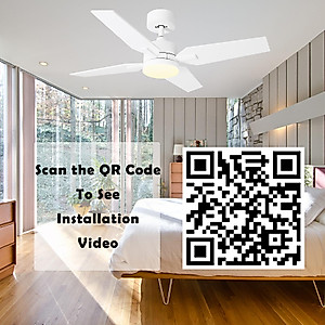 Ohniyou 40” Ceiling Fans with Lights and Remote, Small Outdoor Ceiling Fans with Light for Patio, Modern Ceiling Fan Light for Bedroom Porch(White)