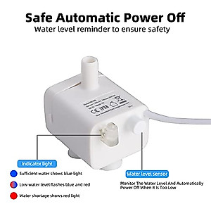 Water Pump For Cat Water Fountain, NAYELF Replacement Pump for Pet Water Fountain for Cat Inside with Smart Power-off Indicator Light 5V Low-energy Ultra-quiet