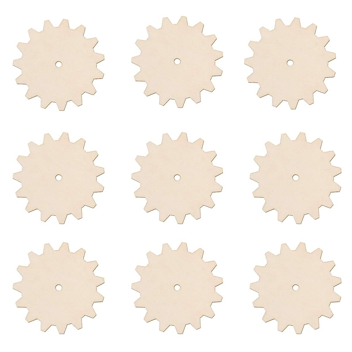 Homoyoyo 30 Pcs DIY Wood Craft Wood Cutouts Wooden Chips Wood Embellishment Unfinished Wood Ornaments Wooden Steampunk Gears Wood Slice Wood Circles for Crafts Wood Grain Wood Crafts Bamboo