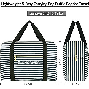 Travel Duffel Bag Foldable Weekender Overnight Bag for Men Women Lightweight Carry on Tote Bag For Spirit Airlines Blue White Stripes