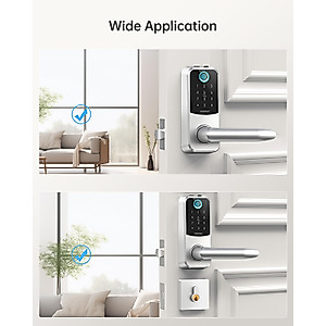 Smart Lock, SMONET Deadbolt Lock with Keypad, Keyless Entry Biometric Fingerprint Front Door Locks, Bluetooth Electronic Digital Lock with Reversible Handle, App Control, IC Card for Home, Apartment