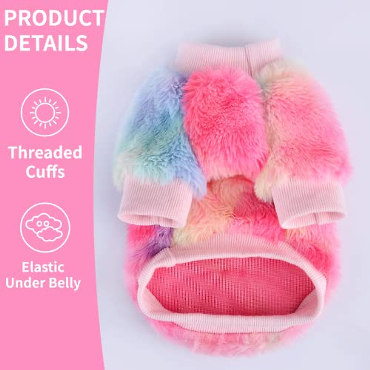 Pink Dog Sweater for Small Dogs Girl Tie Dye Female Dog Sweater Puppy Sweatshirts Doggie Sweaters Winter Dog Clothes Pet Cat Pup Warm Clothing Outfit for Yorkie Chihuahua Coat with Bow-Knot XS
