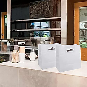 RNORRI White Gift Bags 11 x 6 x 11 Inch - 50Pcs Paper Bags with Die Cut Handles, Shopping Bags For Business, Party Bags For Birthday, White Bags Bulk