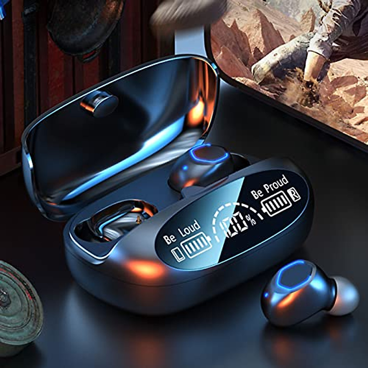 Ke1Clo Sports Bluetooth Wireless Earbuds with LED Power Display, 8H Playback in-Ear Earbuds with Mic, HiFi Stereo, Magnetic Charging, Suitable for Commute, Work