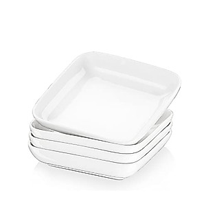MALACASA Pasta Bowls 32 oz, Ceramic Pasta Bowl Large Salad Bowls Set of 4, Durable Porcelain 8 Inch Square Serving Dishes, Microwave, Oven, Dishwasher Safe, Series IVY