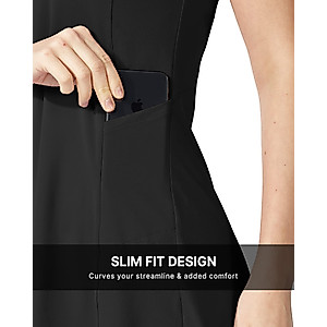 ChinFun Tennis Golf Dresses for Women, Tennis Golf Dress with Shorts Underneath and 4 Pockets UPF 50+ Cap Sleeve Workout Athletic Exercise Dress Black M