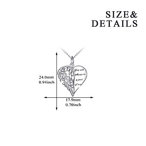 YFN Angel Wings Heart Necklace Sterling Silver Guardian Angel Wings Pendant Necklace for Women Wings Jewelry Gifts