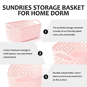 Hemoton 5PCS Sundries Organizer Plastic Storage Basket Storage Bin Cloth Storage for Home Container(Pink)