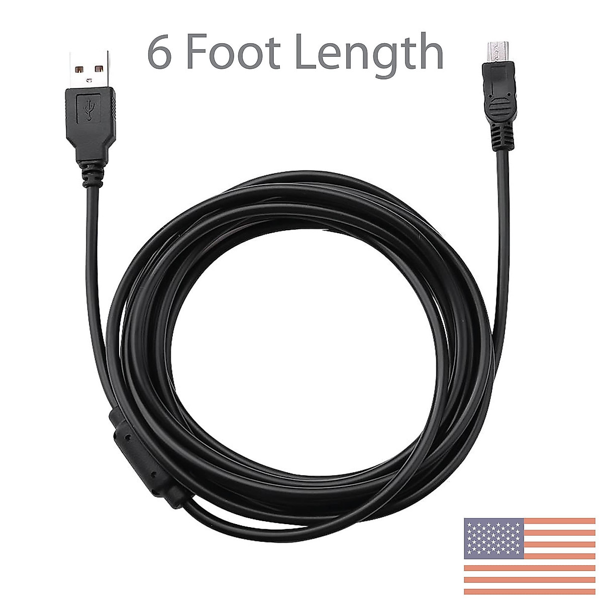 Bek 6ft PS3 Controller Charger Cable - Magnetic Ring Mini USB Data Charging Cord for PS Move PlayStation 3 Wireless Controller, Digital Camera, TI84 Plus CE