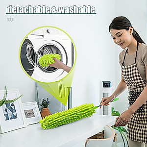 CALBEAU Dusters for Cleaning, Duster with 81 inch Extension Pole for Cleaning High Ceiling Fan, High Window, Sofa, Cobweb Duster for High Corner, 11 PCS Microfiber Duster Kit with Storage Bag