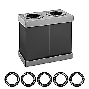 Alpine Double Recycling Center - Plastic/Cardboard Recycle Trash Bin - Two 28 Gallon Bins - Ideal for Offices, Restaurants, Hospitals, Schools, Cafeterias - 56 Gallons Total Capacity (2 Bins)
