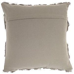 Nicole Curtis Pillow Tufted Diag Checkers Light Grey 18" x 18" Throw Pillow
