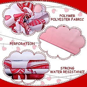 4 Pieces Happy Valentine's Day Shower Curtain Set with Non Slip Rugs Toilet Lid Cover Bath Mat U Shaped Mat Bathroom Gnomes Curtain with 12 Hooks Red Truck Waterproof Shower Curtain Valentines Decor